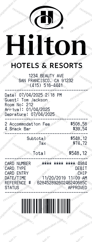 Free Hotel Receipt Generator - Accommodation Receipts | Receipt Maker