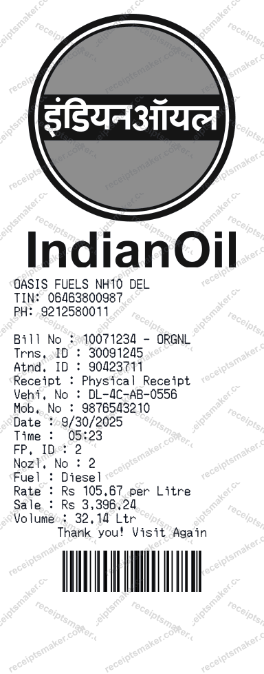 Free Gas Receipt Generator - Fuel Station Receipts | Receipt Maker