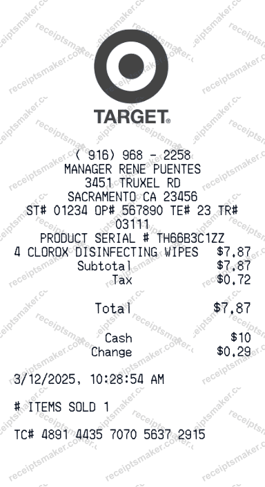 Target Receipt Template | Free Online Receipt Generator | Receipt Maker